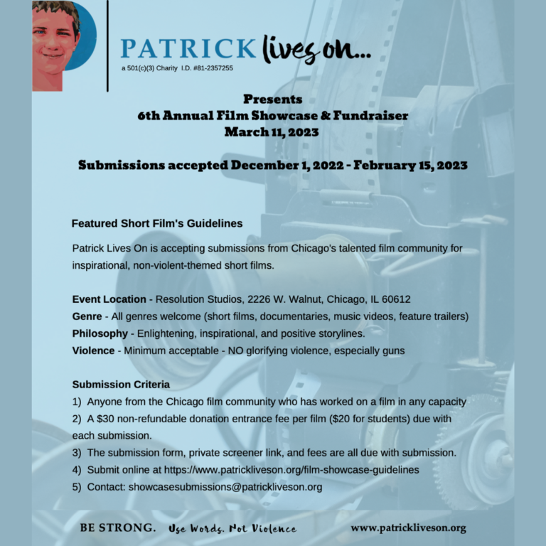 Patrick Lives On Film Showcase and Fundraiser March 2023! - BAM Studios