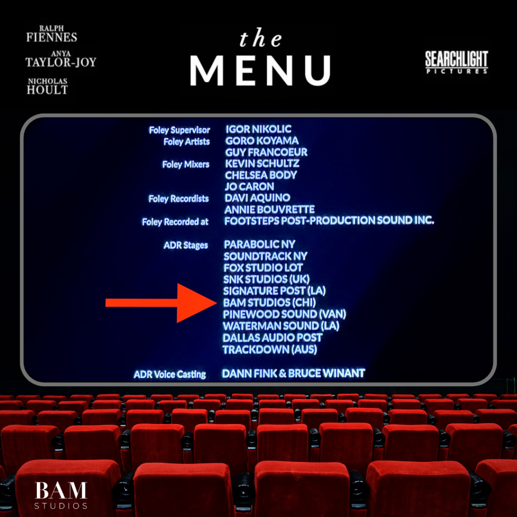 BAM's credit for HBO's "The Menu" - BAM Studios